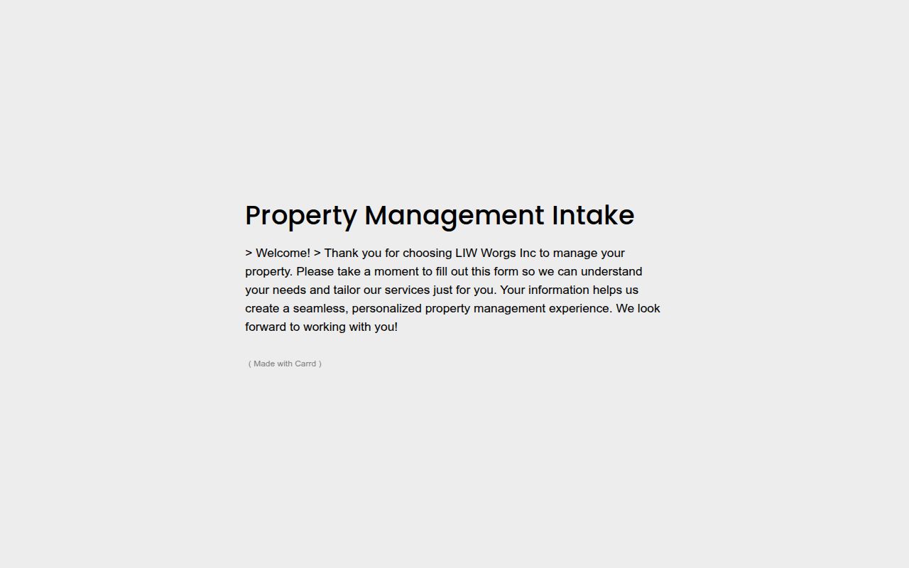 Property Management Intake